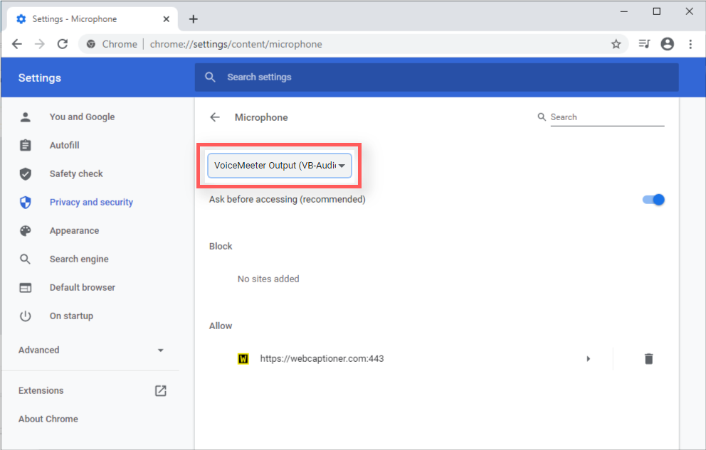 Captioning audio from another program and your microphone at the same ...