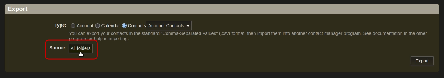 How to Export your Zimbra contacts list - Protectedservice Knowledge Base