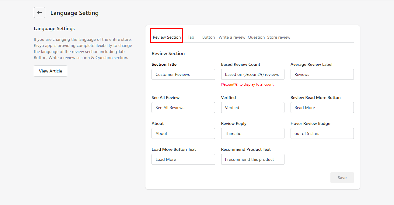 Language Settings - WebContrive