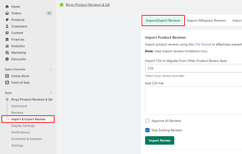 How to import reviews using CSV? - WebContrive