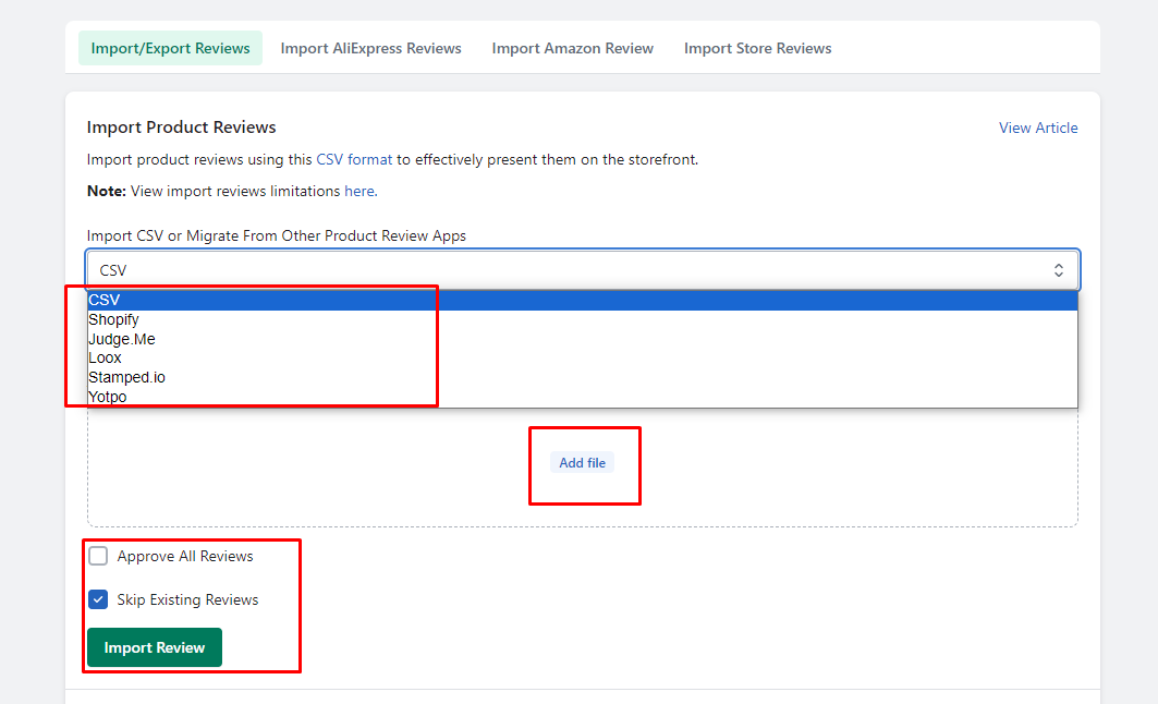 How to import reviews using CSV? - WebContrive