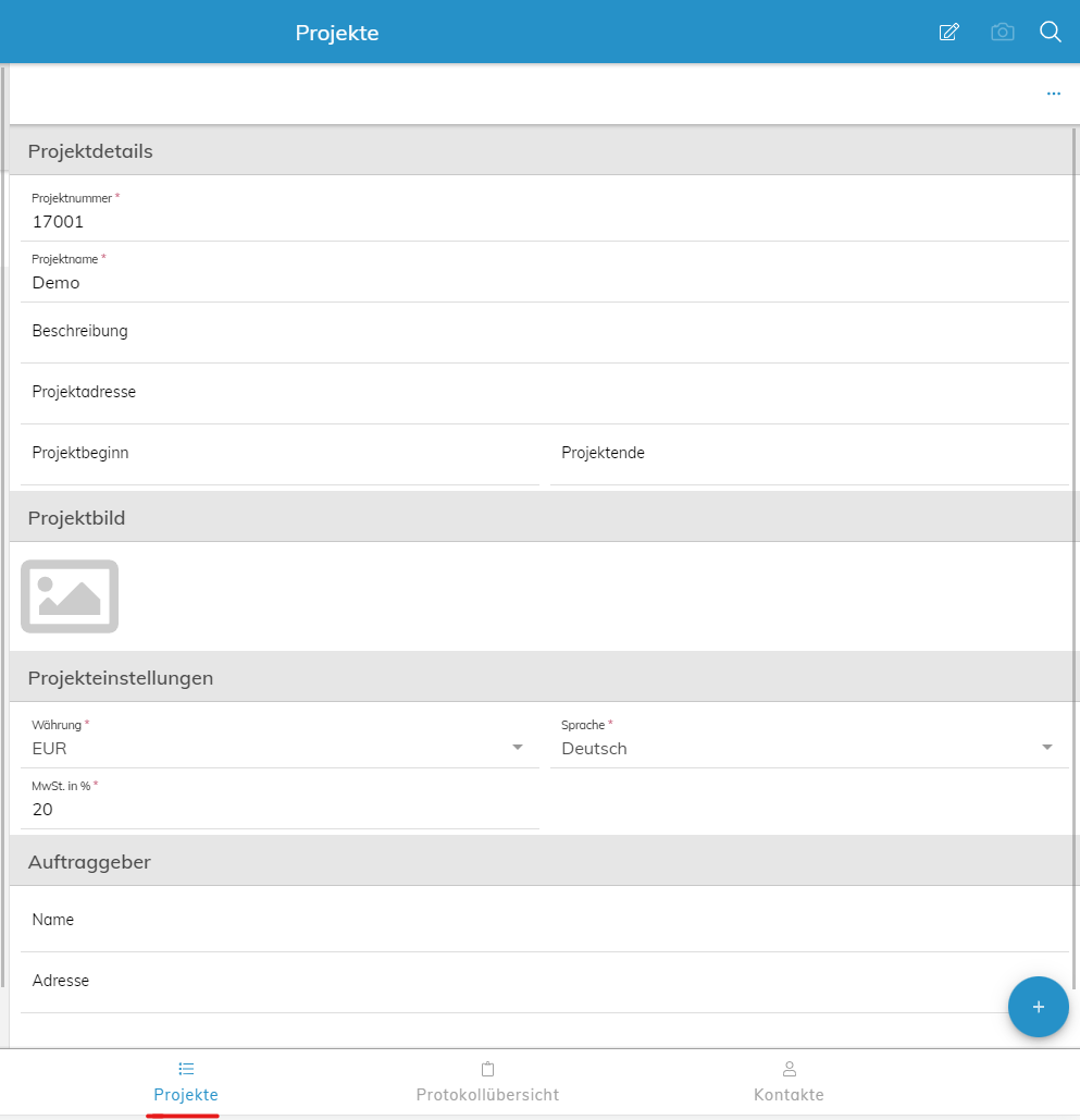 Projekte anlegen oder kopieren (Vorlageprojekt)