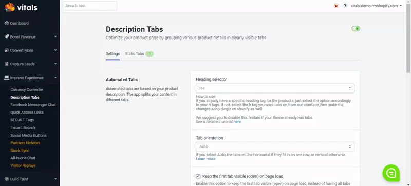 Creating Dynamic Tabs - Vitals Help Center