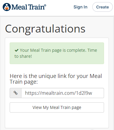 Set up a FREE Meal Train® page - Meal Train Help