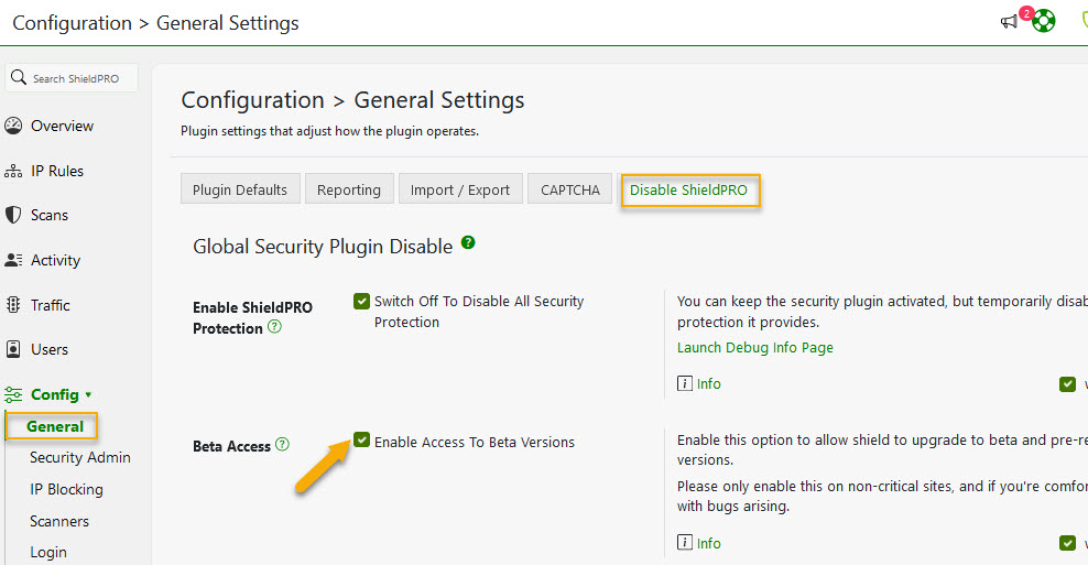 What Is Shield Beta Access Option? - Shield Security for WordPress Knowledge Base