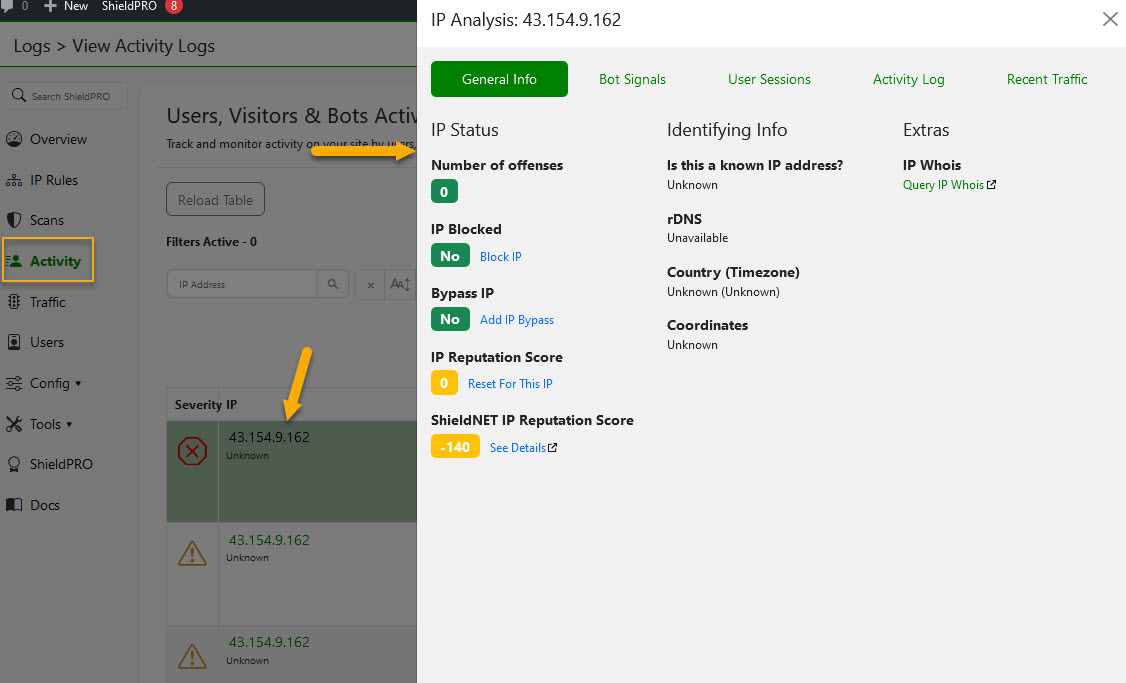 Review your site activities with the Activity Log Viewer - Shield ...