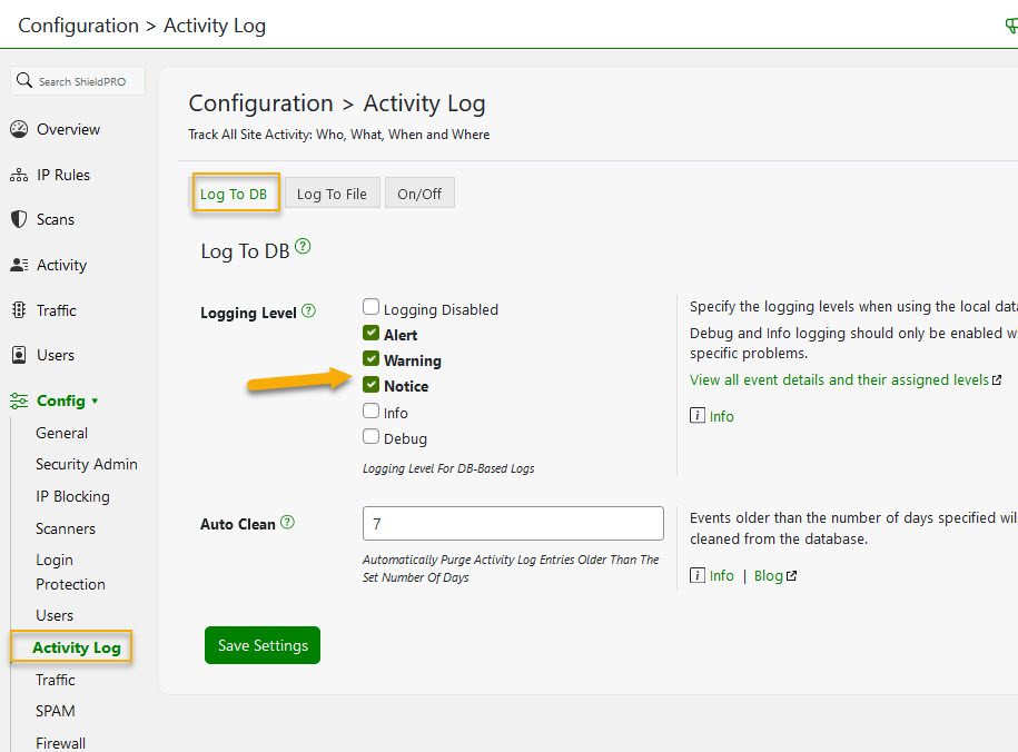 Activity Log options explained - Shield Security for WordPress ...