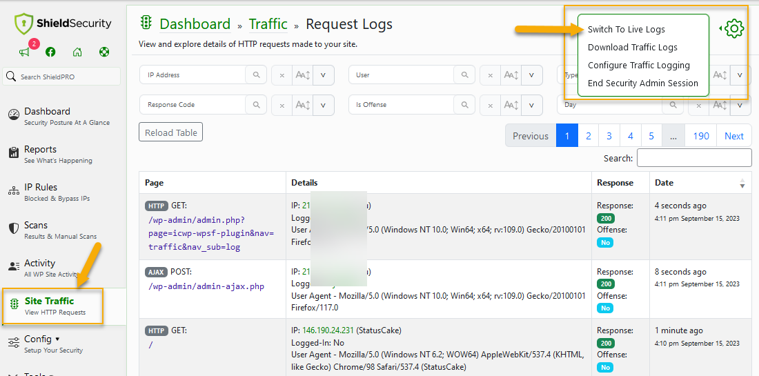What Is The Live Traffic Feature And How To Use it? - Shield Security ...