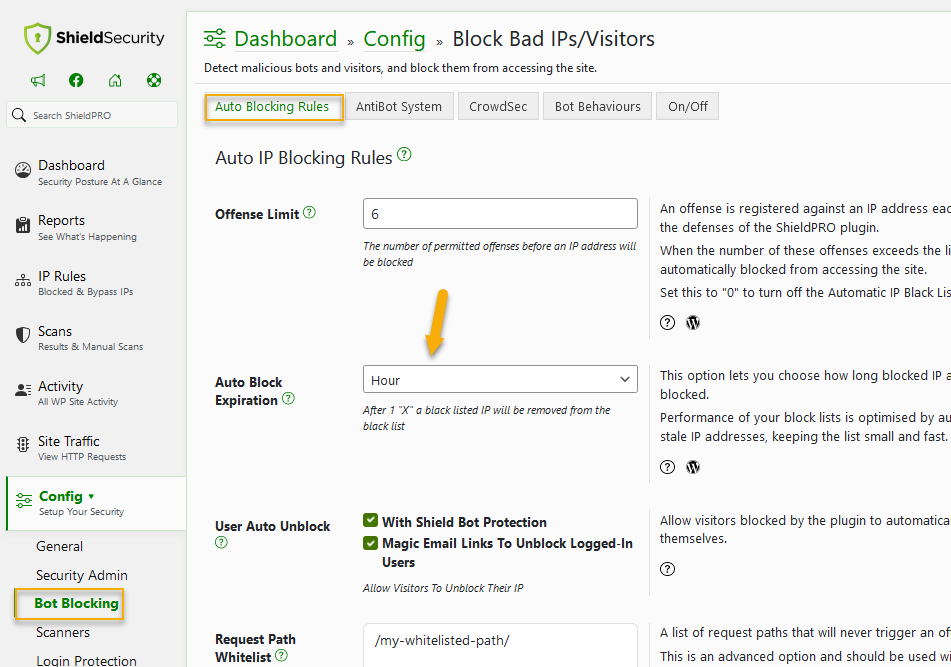 What is the Auto Block Expiration option? - Shield Security for ...