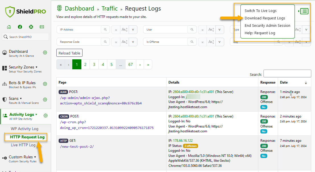 How to export (download) the Traffic Request Logs and IP Lists - Shield Security for WordPress ...