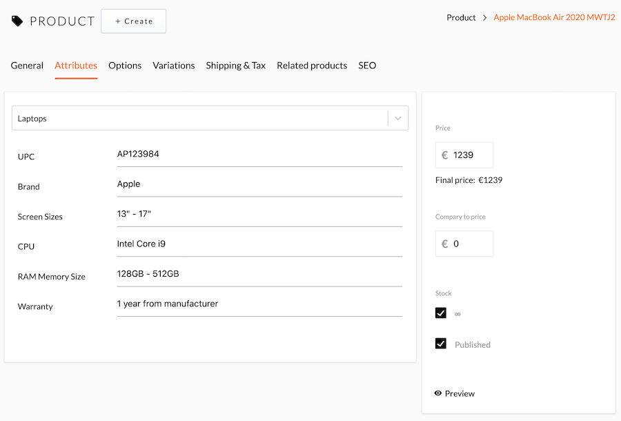 How to create a product category