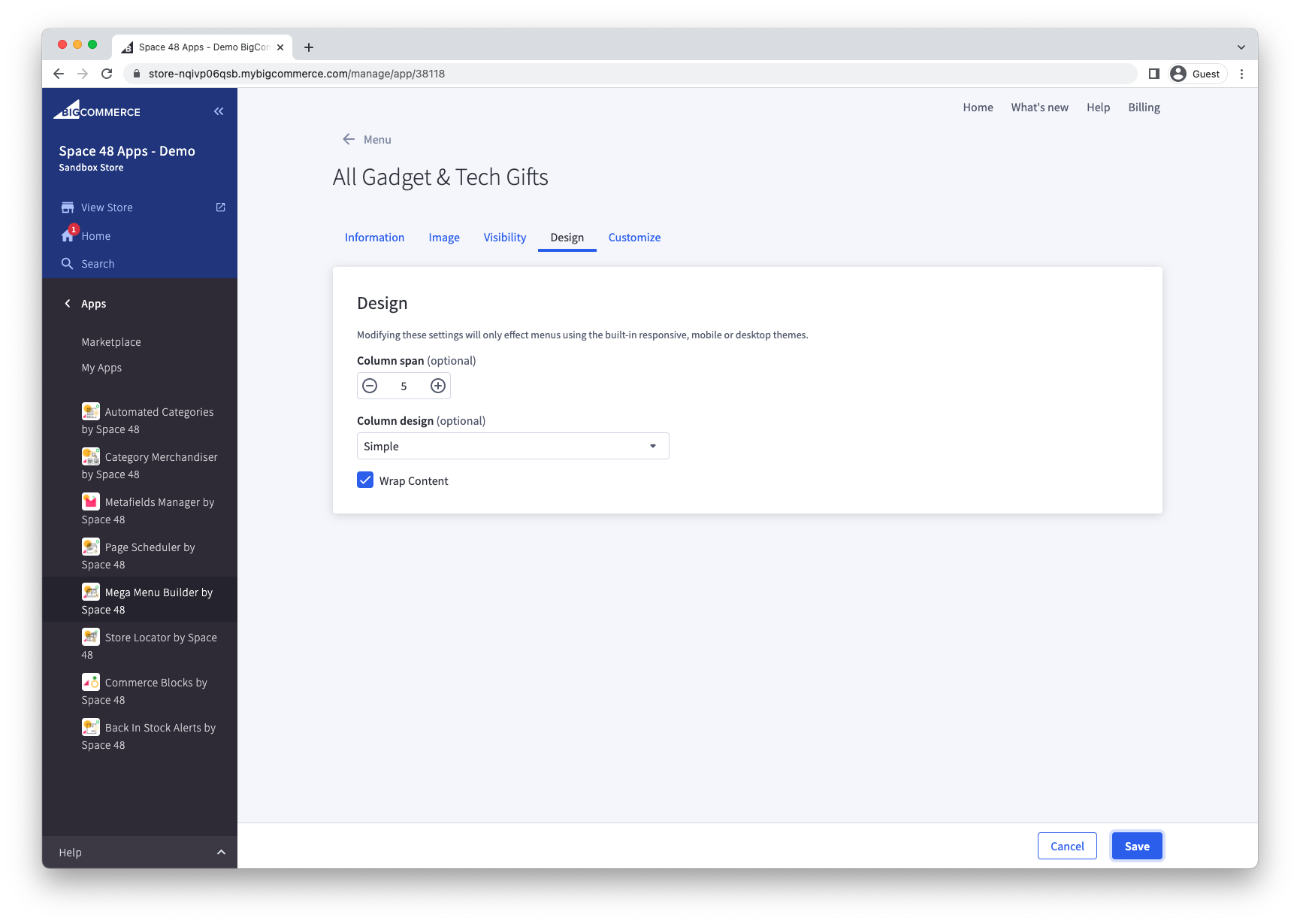 Example Menu: Multiple rows - Hypa Knowledge Base