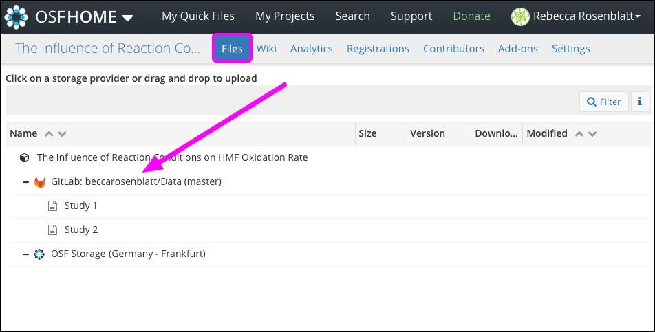 Connect GitLab to a Project - OSF Support
