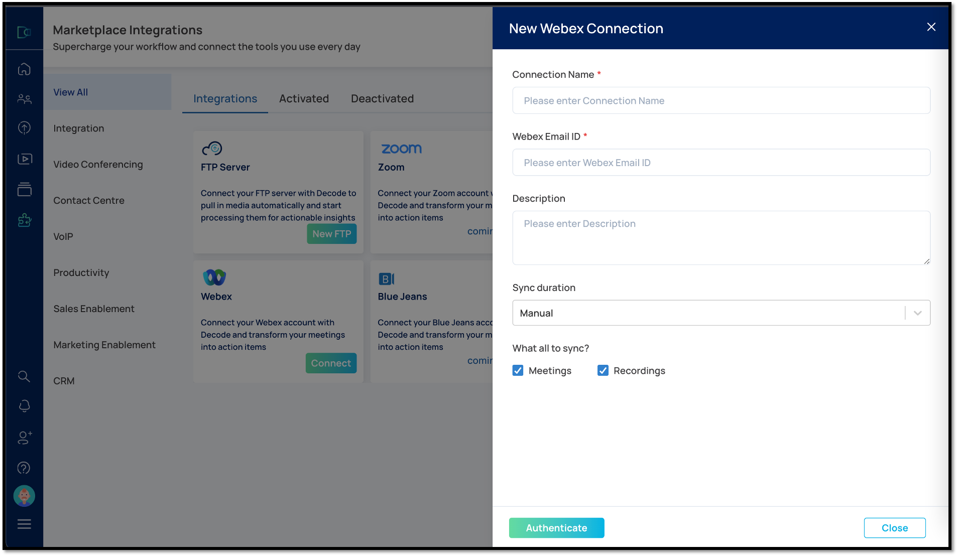 Setting up a Webex Connection - Hi, how can we help?
