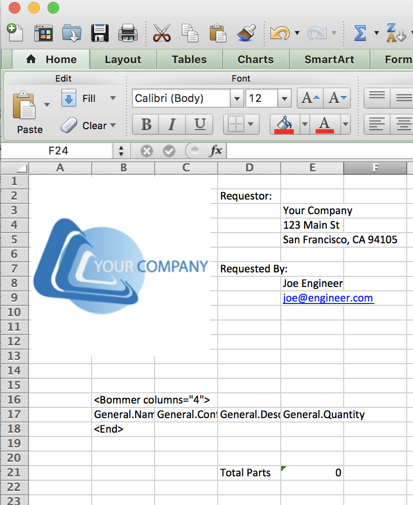 Creating a basic export template – Bommer