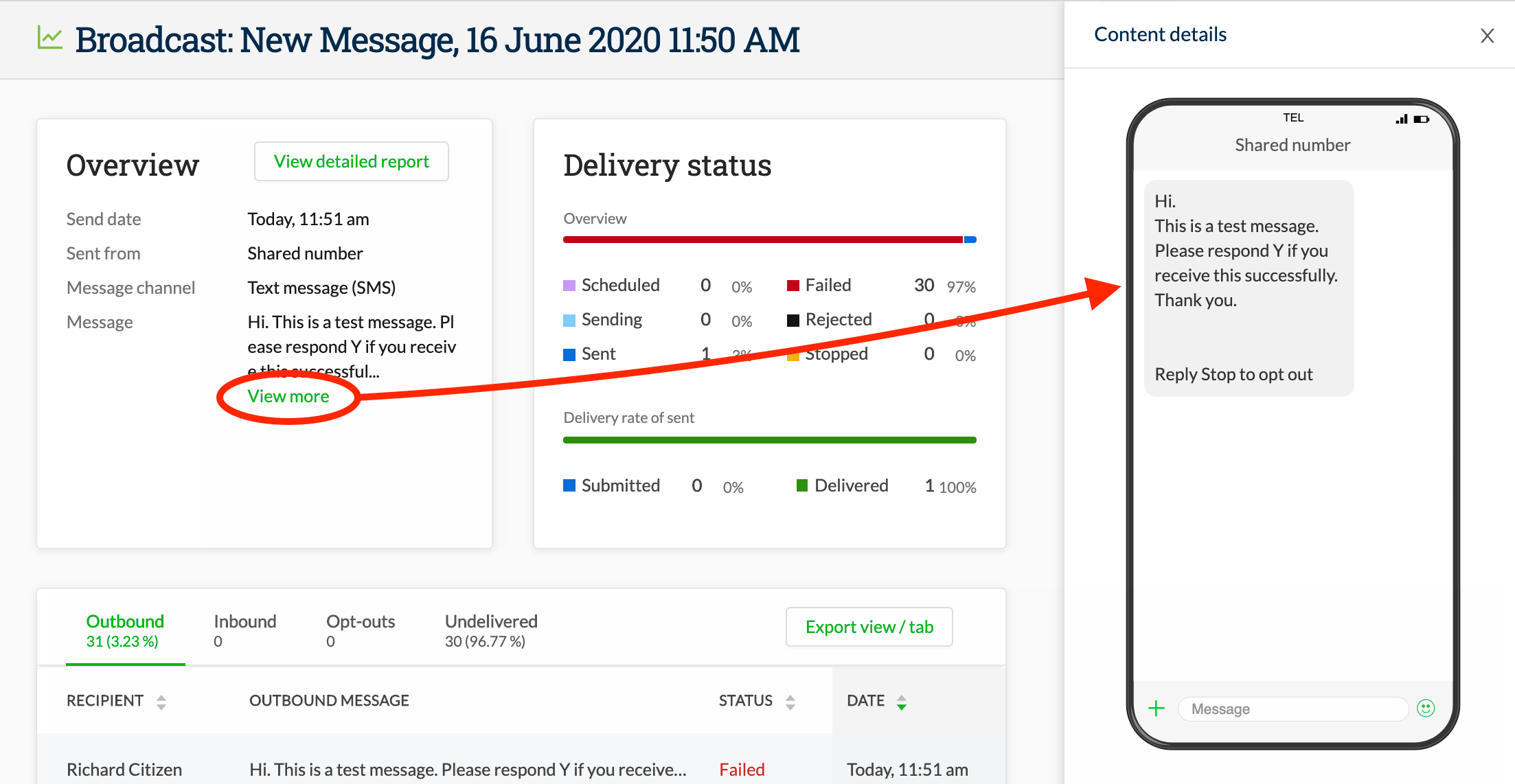 Reporting on Campaigns – Direct SMS