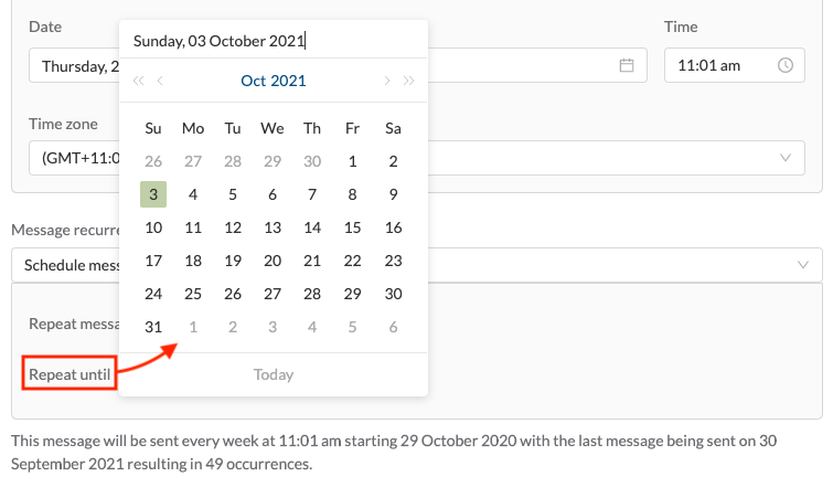 Scheduling Messages – Direct SMS