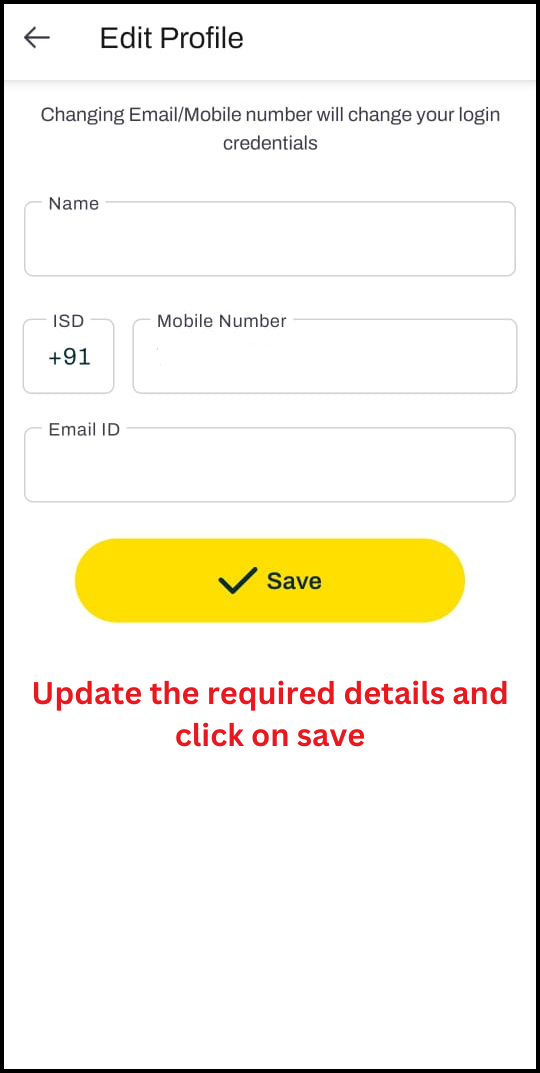 How do I update my Name, Email ID or Number on the app? | Mygate