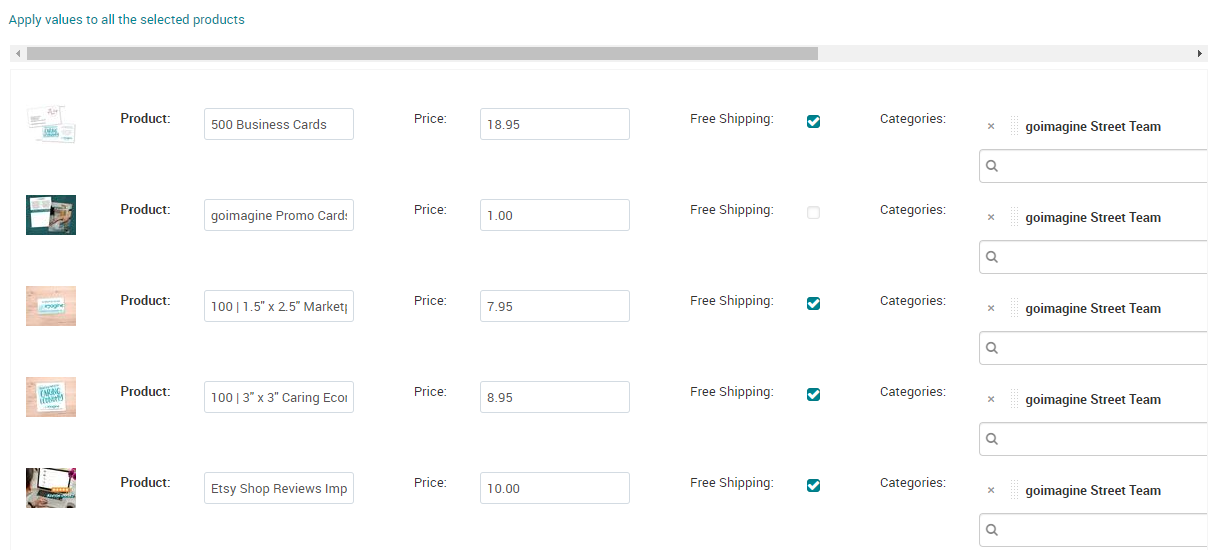 Bulk Edit Products | goimagine Maker Support Center