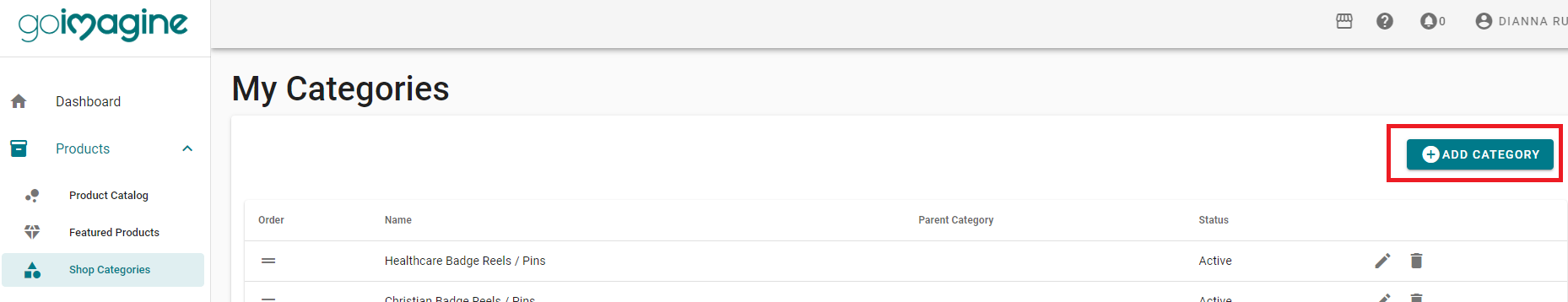 Custom Shop Categories | goimagine Maker Support Center