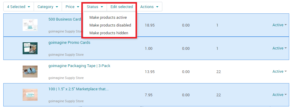 Bulk Edit Products | goimagine Maker Support Center