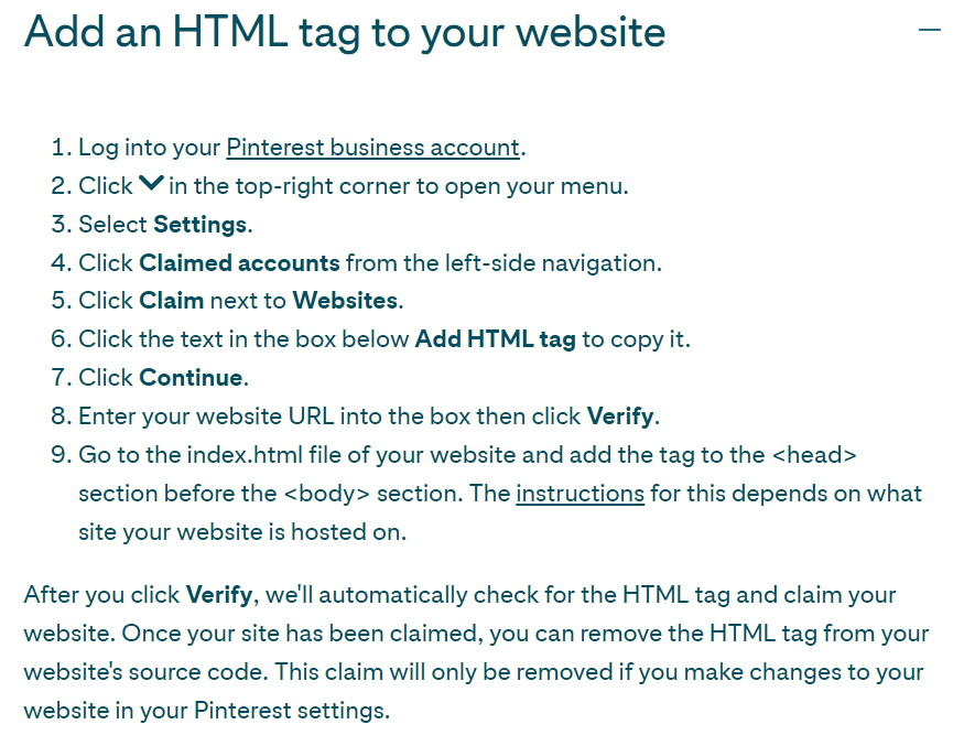 Pinterest - Claim your website (Mosaic Only) | goimagine Maker Support Center