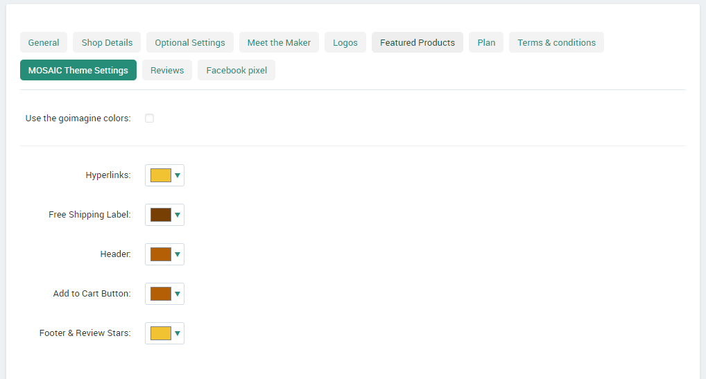 MOSAIC Theme Colors | goimagine Maker Support Center