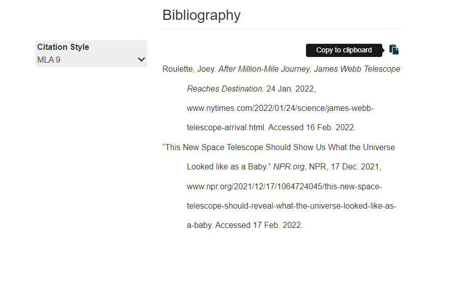 How can I create a bibliography from sources in my library? | Scrible