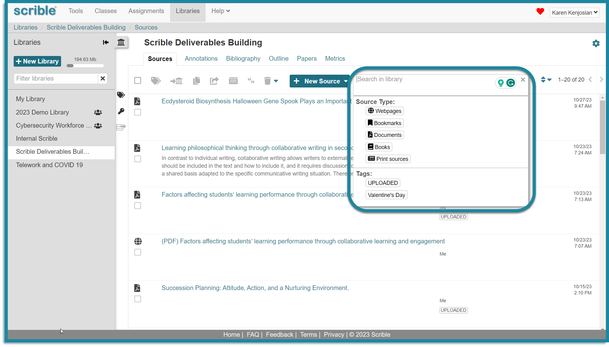 How does Scrible support universal source searching? | Scrible