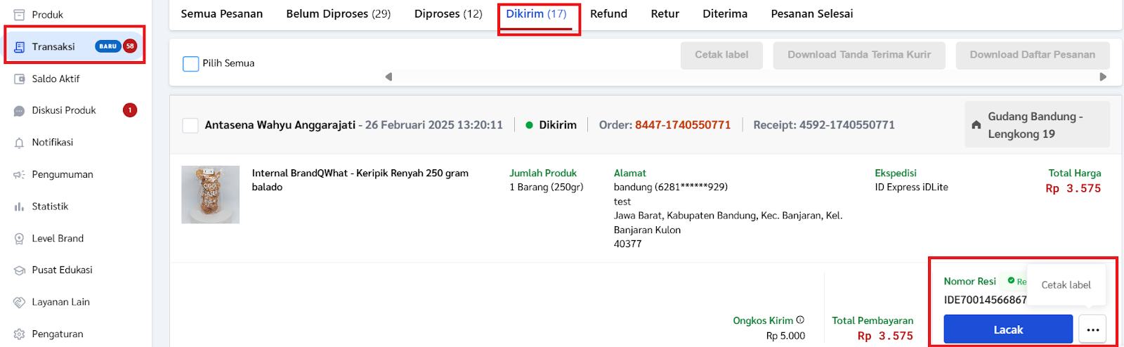Panduan Cetak Label Resi (Invoice Paket) | Pusat Edukasi Brand - Evermos
