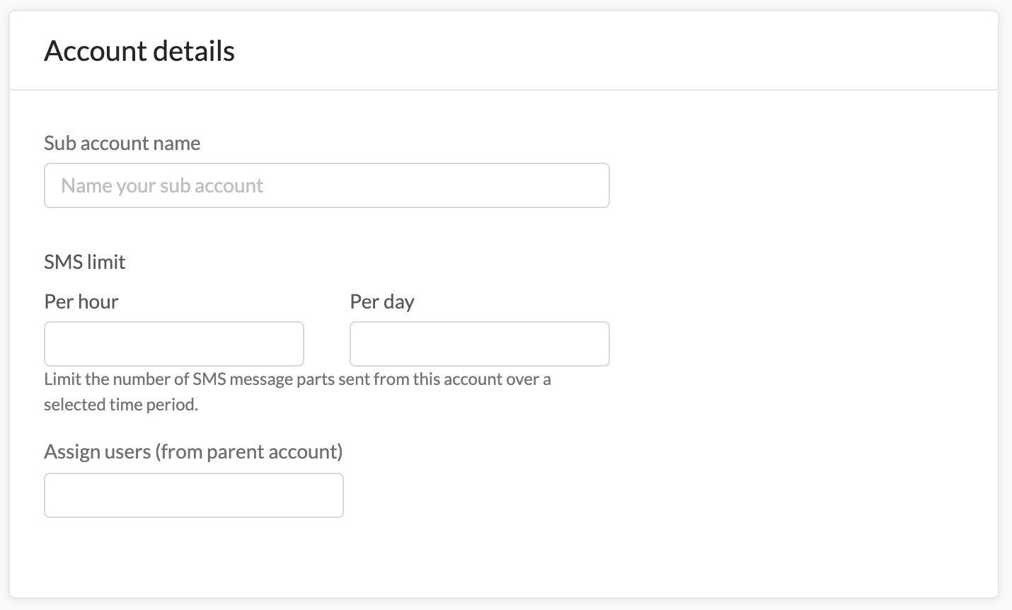 Creating Sub-Accounts – SMS Central