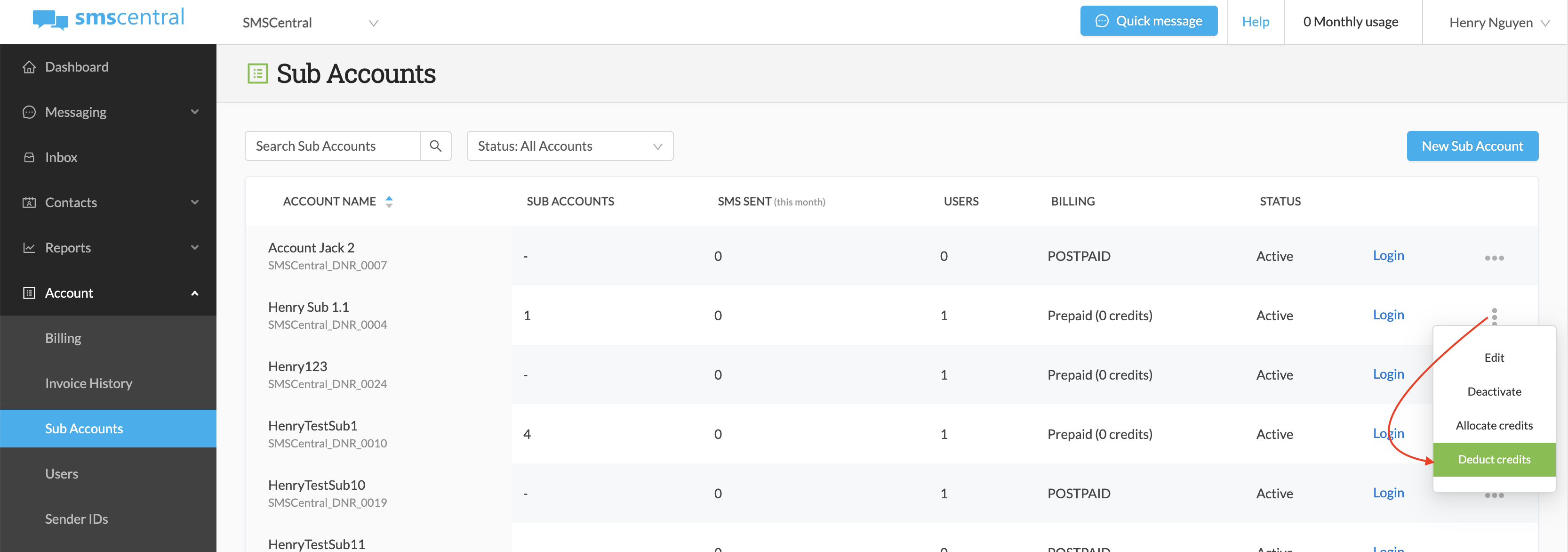 Allocating Credits Between Accounts – SMS Central