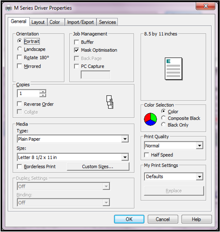 Printer Driver Properties | iJetColor Classic