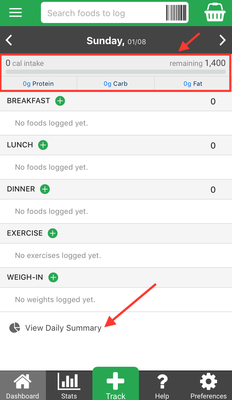 Q: How do I view my total calories and macronutrients for the day ...
