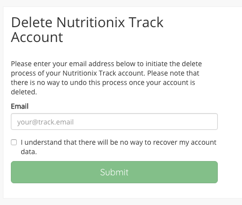 Q: How do I delete my account? | Nutritionix