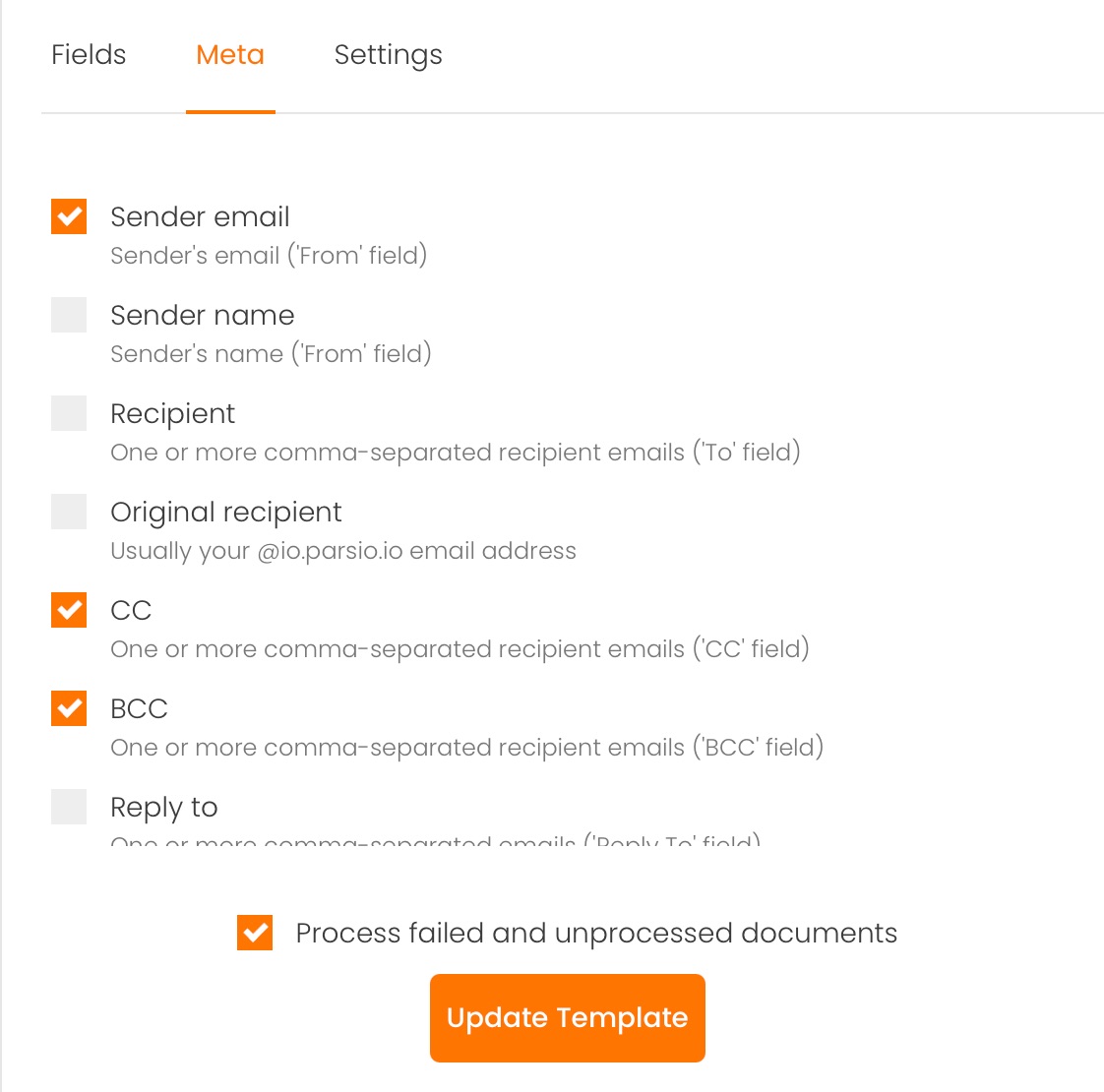 Regular vs Meta Fields. Field Selection Rules | Parsio Knowledge Base