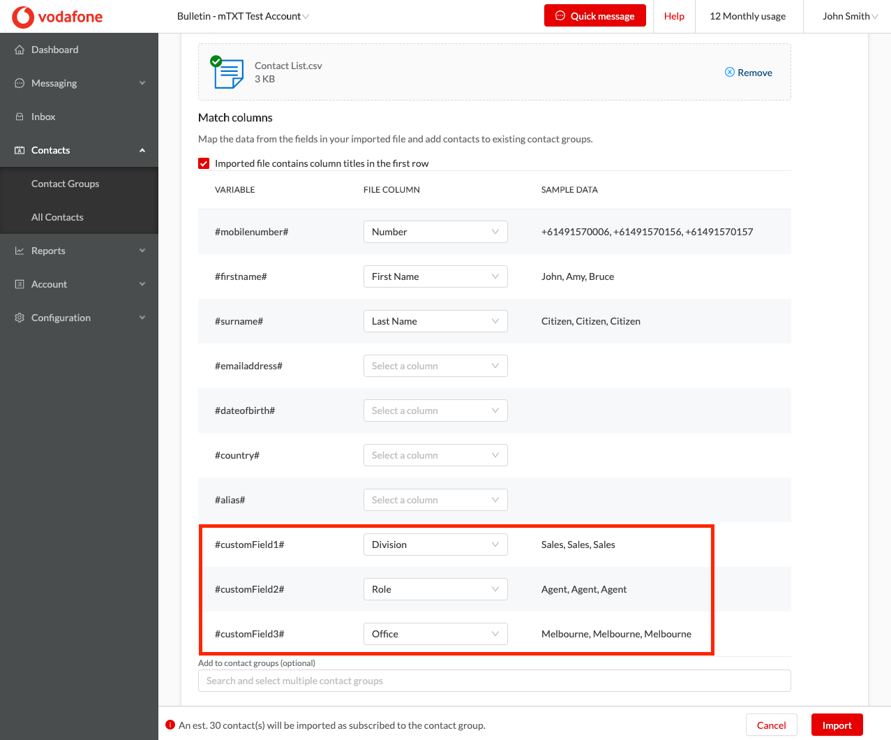 Importing Contacts – mTXT