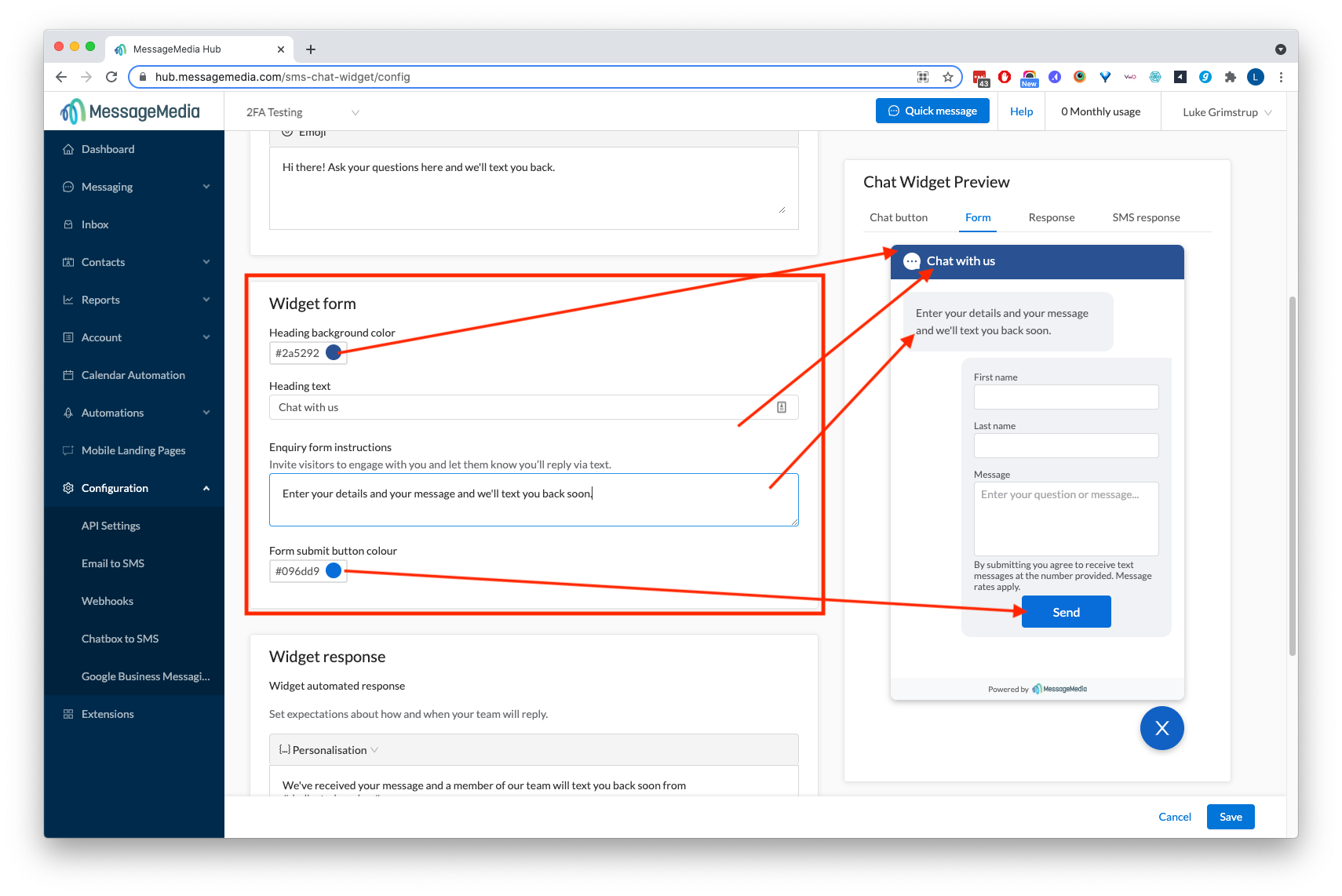 Configuring Chatbox to SMS – Sinch MessageMedia