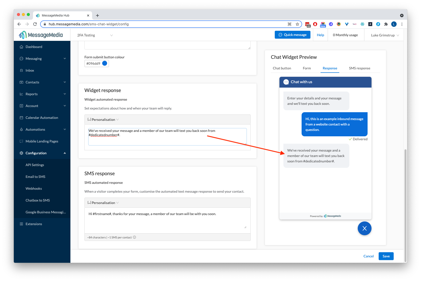 Configuring Chatbox to SMS – Sinch MessageMedia