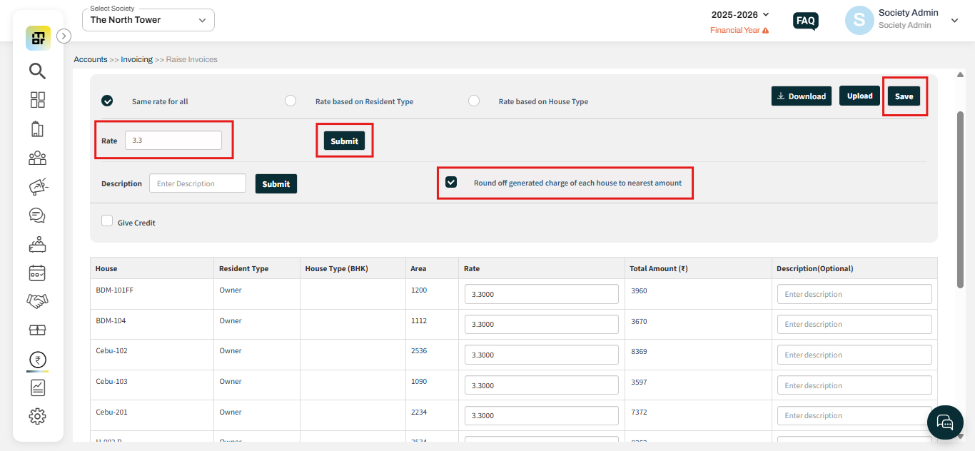 How to round off invoice amount? | MyGate Admin