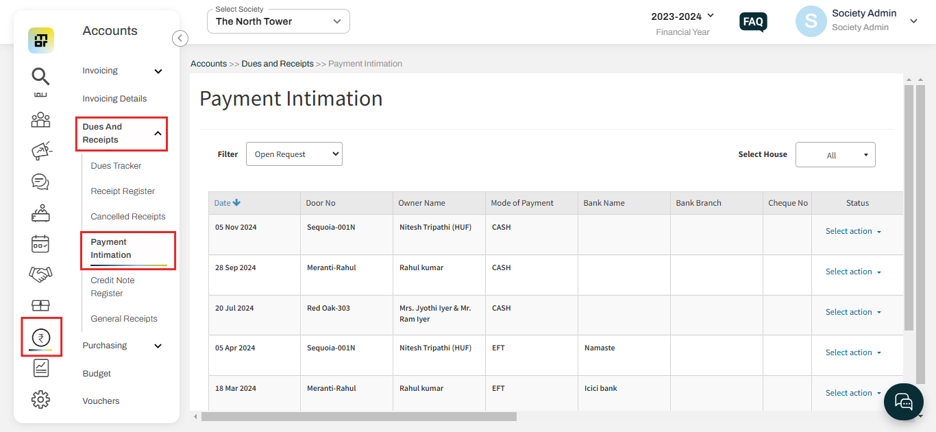 What is payment intimation? | MyGate Admin
