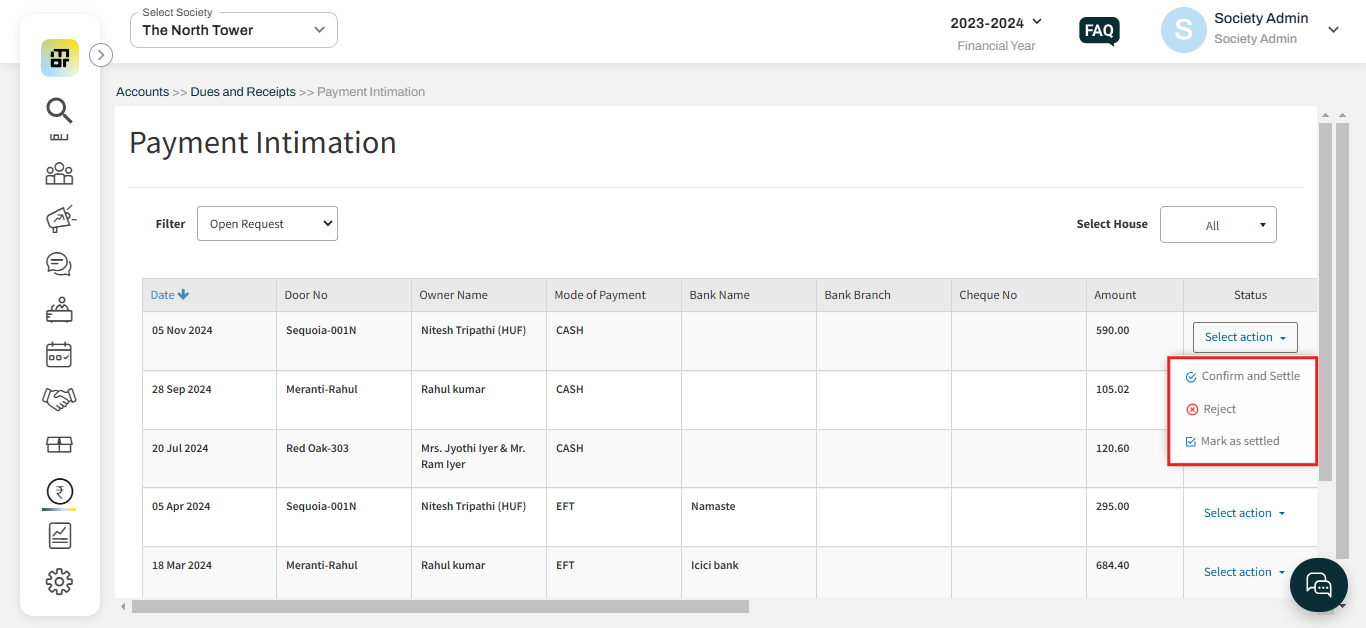 What is payment intimation? | MyGate Admin