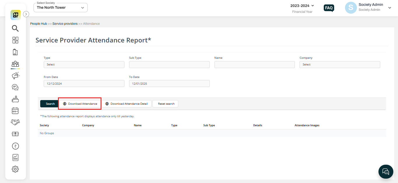 How to download the attendance report of service provider? | MyGate Admin