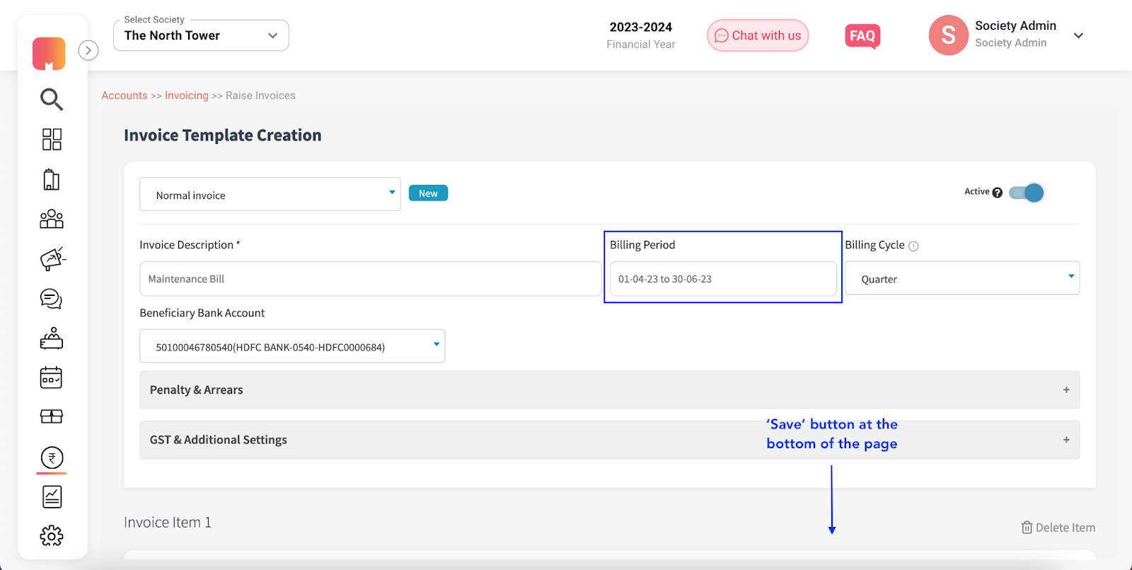 How to change the Bill Period of a manually generated invoice in MyGate ...