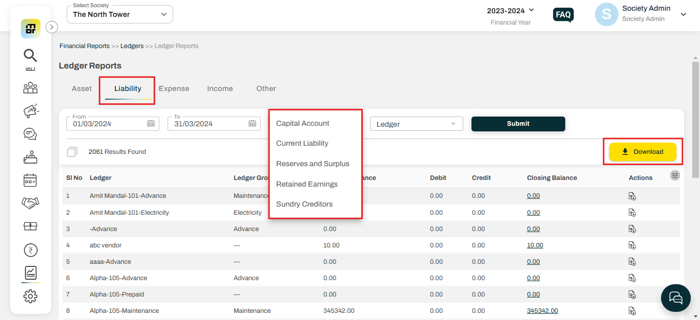 What is Ledger Reports and how to download it? | MyGate Admin
