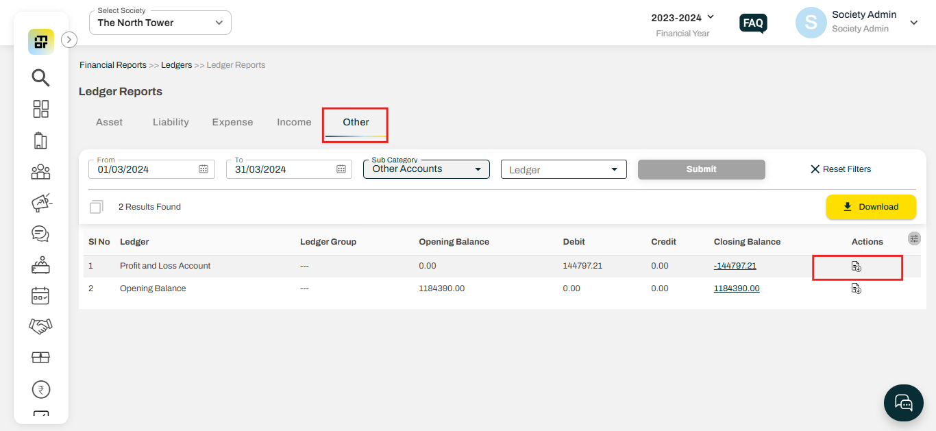 What is Ledger Reports and how to download it? | MyGate Admin