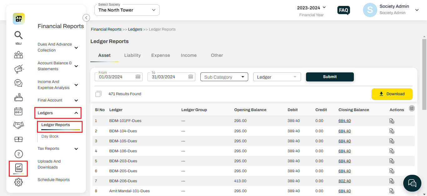 What is Ledger Reports and how to download it? | MyGate Admin