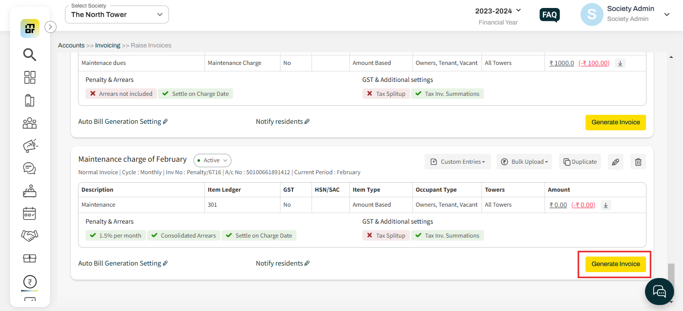What are the steps to input different amount for different flats while ...