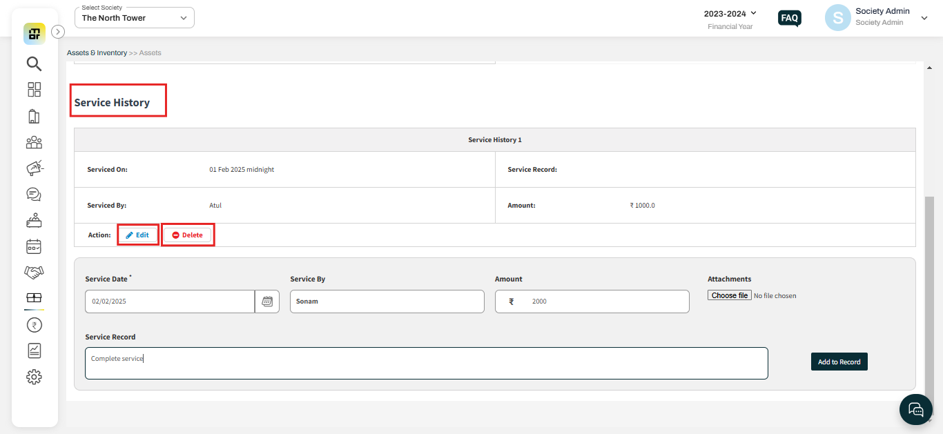 How to add an asset's service history? | MyGate Admin