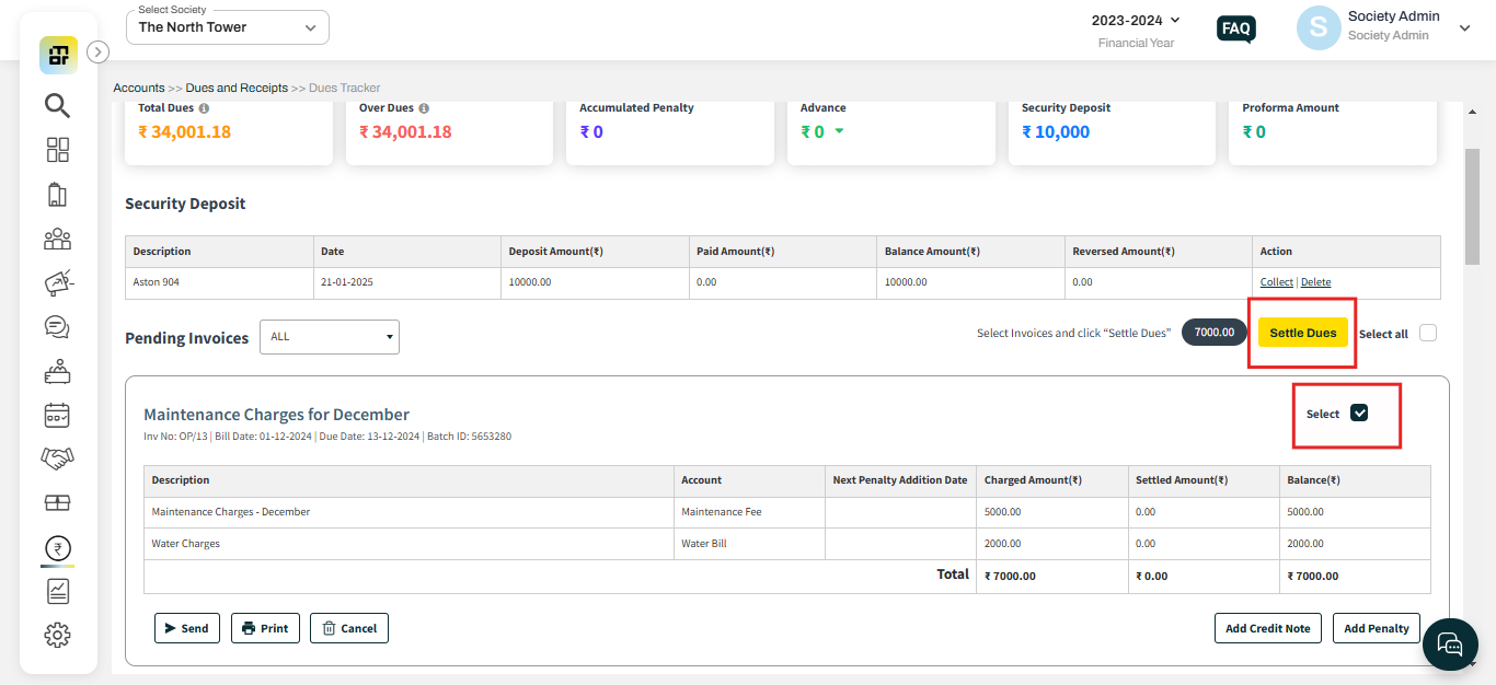 How to settle dues of an Individual flat? | MyGate Admin